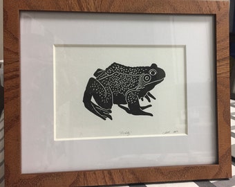 Frog Linocut - Etsy