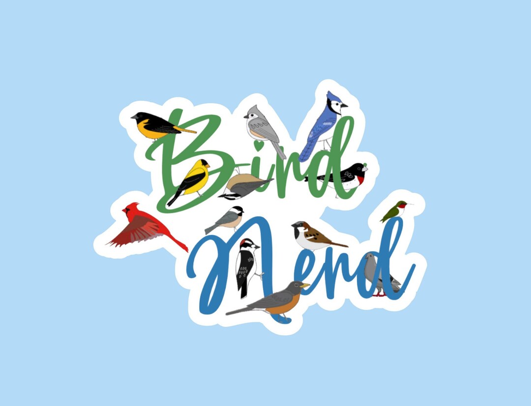 Bird Nerd, Birds, Waterproof Stickers, Water Bottle, Laptop, Backyard ...
