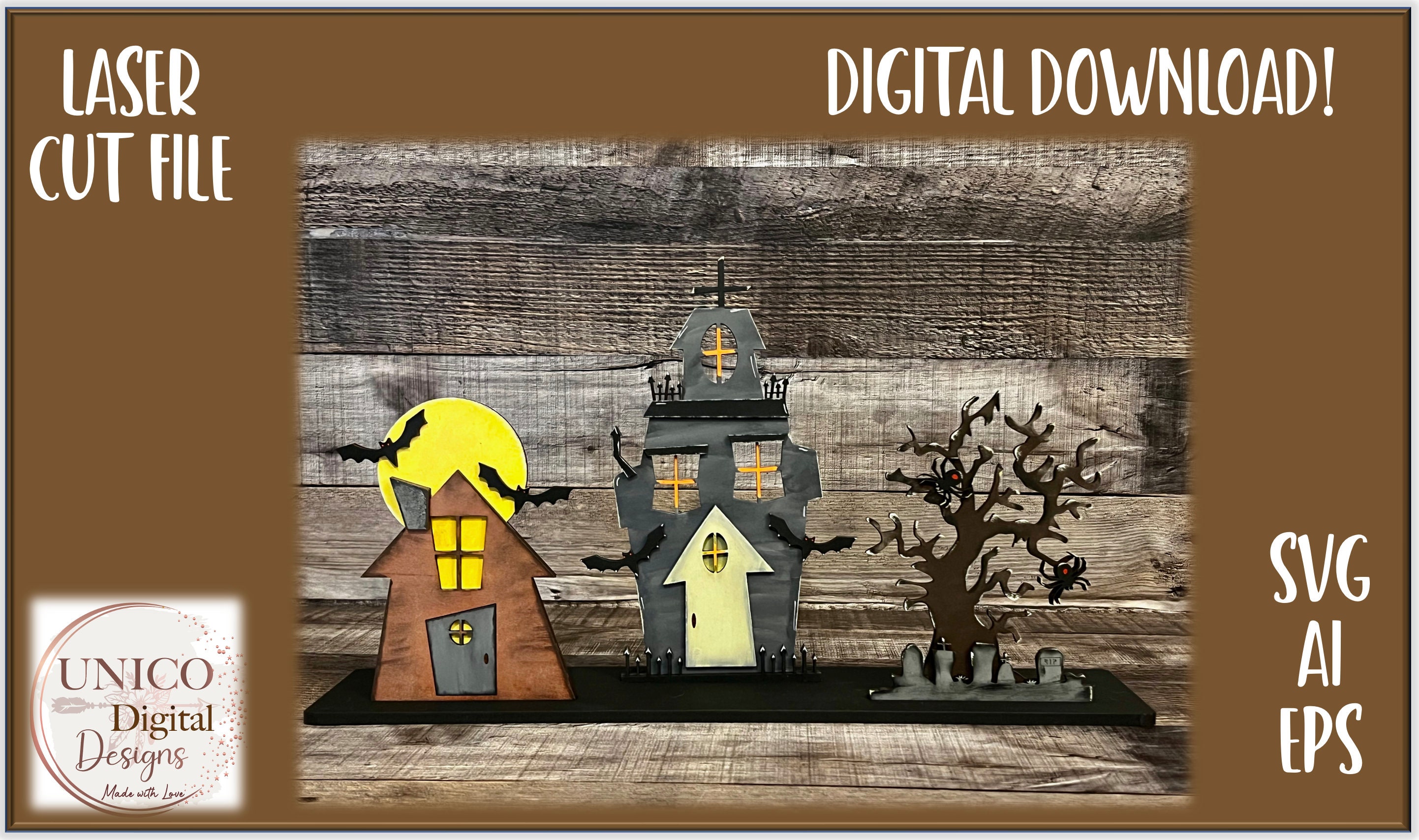 SPOOKYVILLE Interchangeable Inserts SVG File Download! Halloween Decor ...