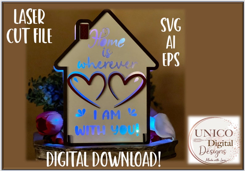 LIGHT UP Home SVG Sign, Laser Cut File, Svg File, Digital Design ...