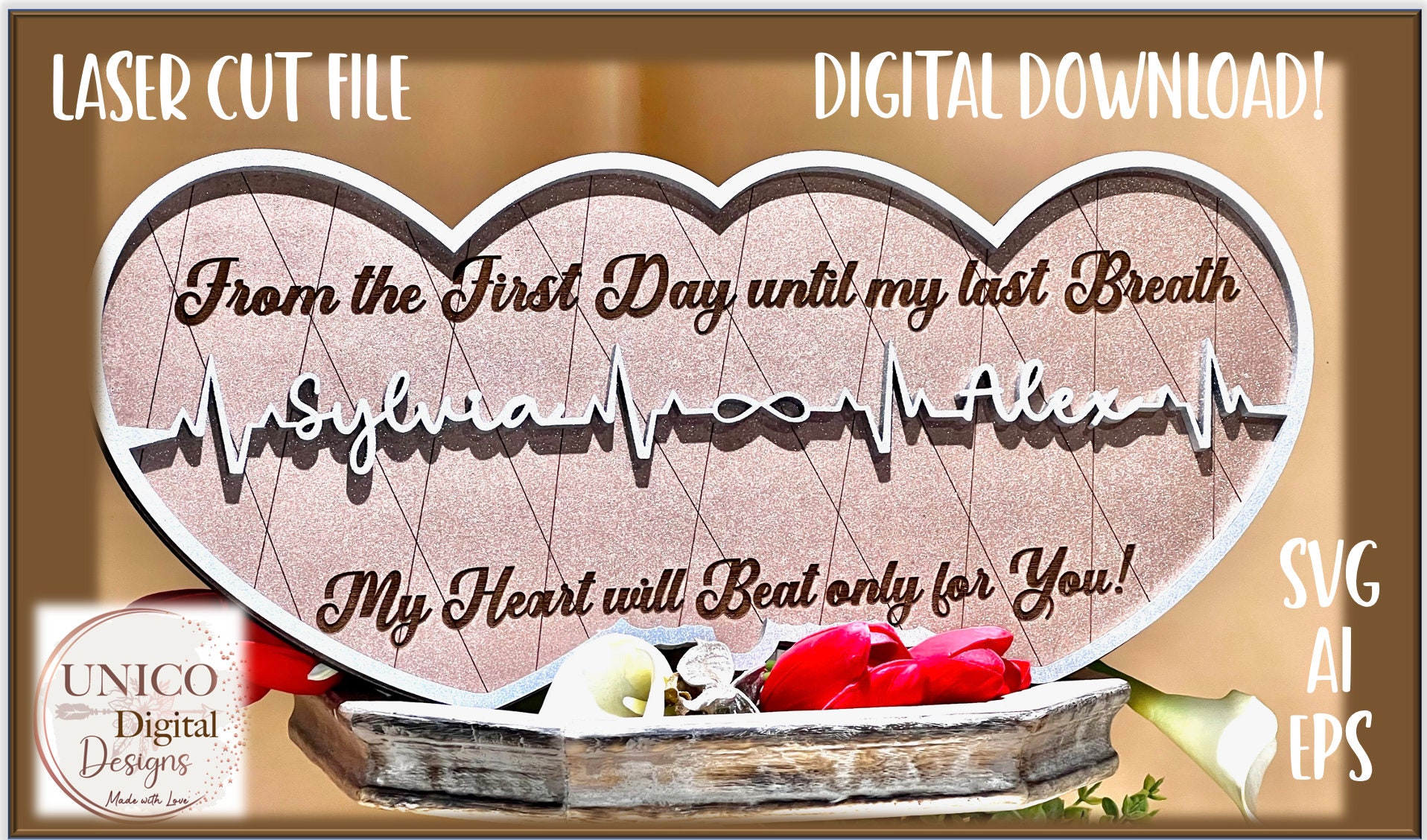 HEARTBEAT SVG Sign, Laser Cut File, Svg File, Digital Design ...