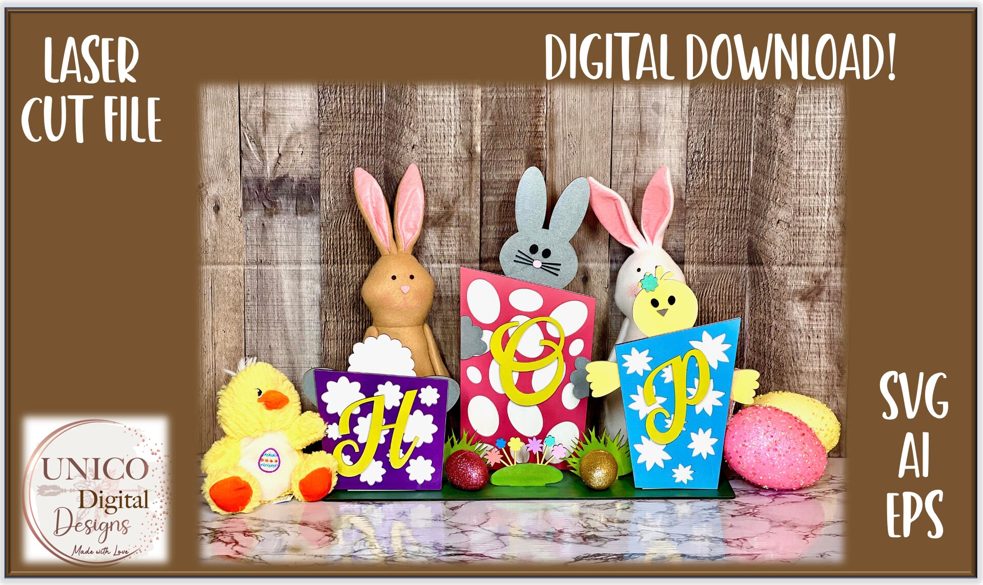 EASTER HOP Sign SVG File - Spring Decor, Home Decor, Glowforge, Laser ...