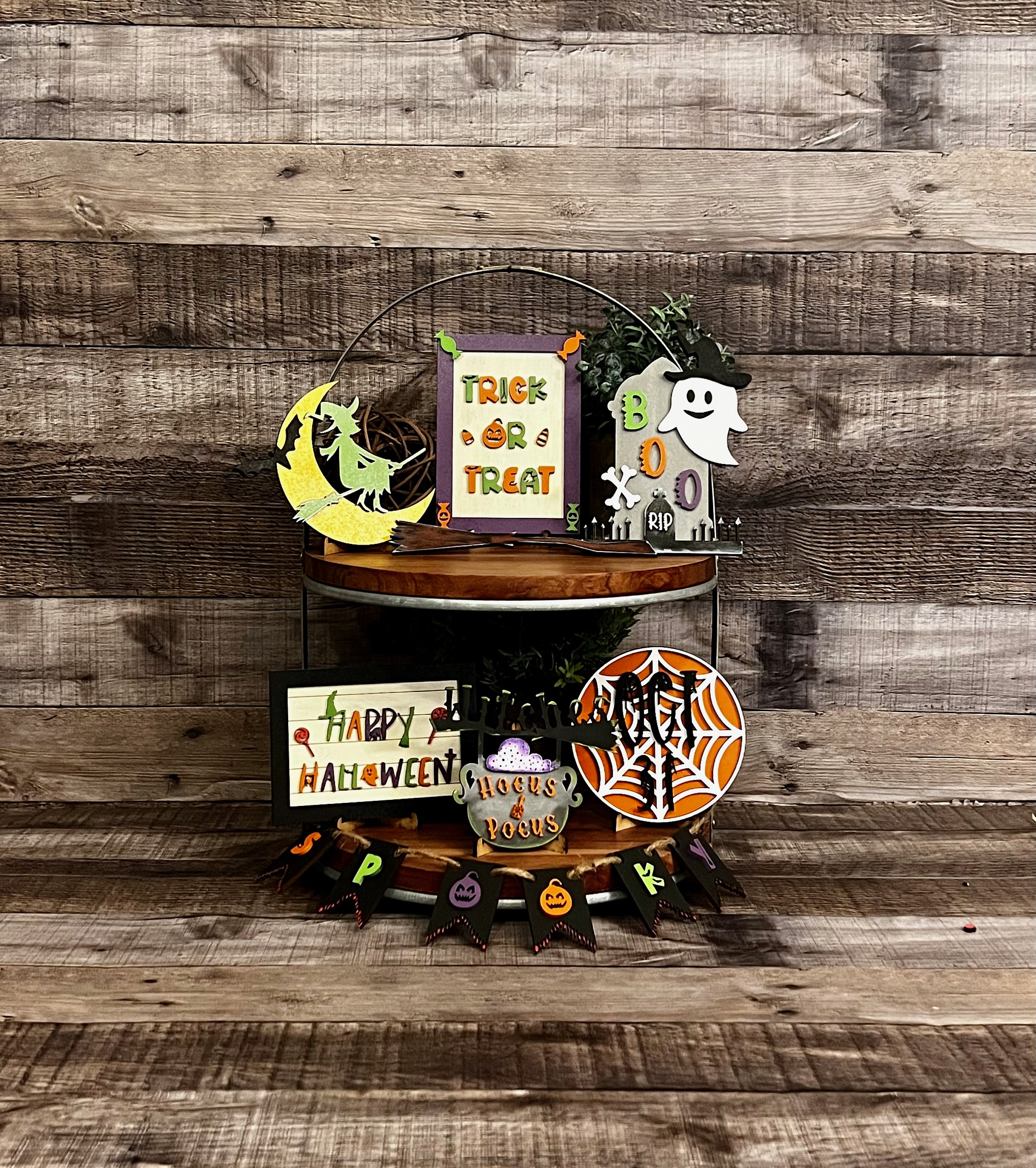 SPOOKY Halloween Tiered Tray Set SVG File , Laser Cut File, Glowforge ...
