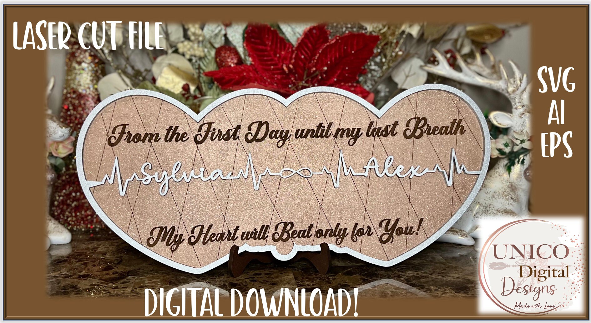 HEARTBEAT SVG Sign, Laser Cut File, Svg File, Digital Design ...