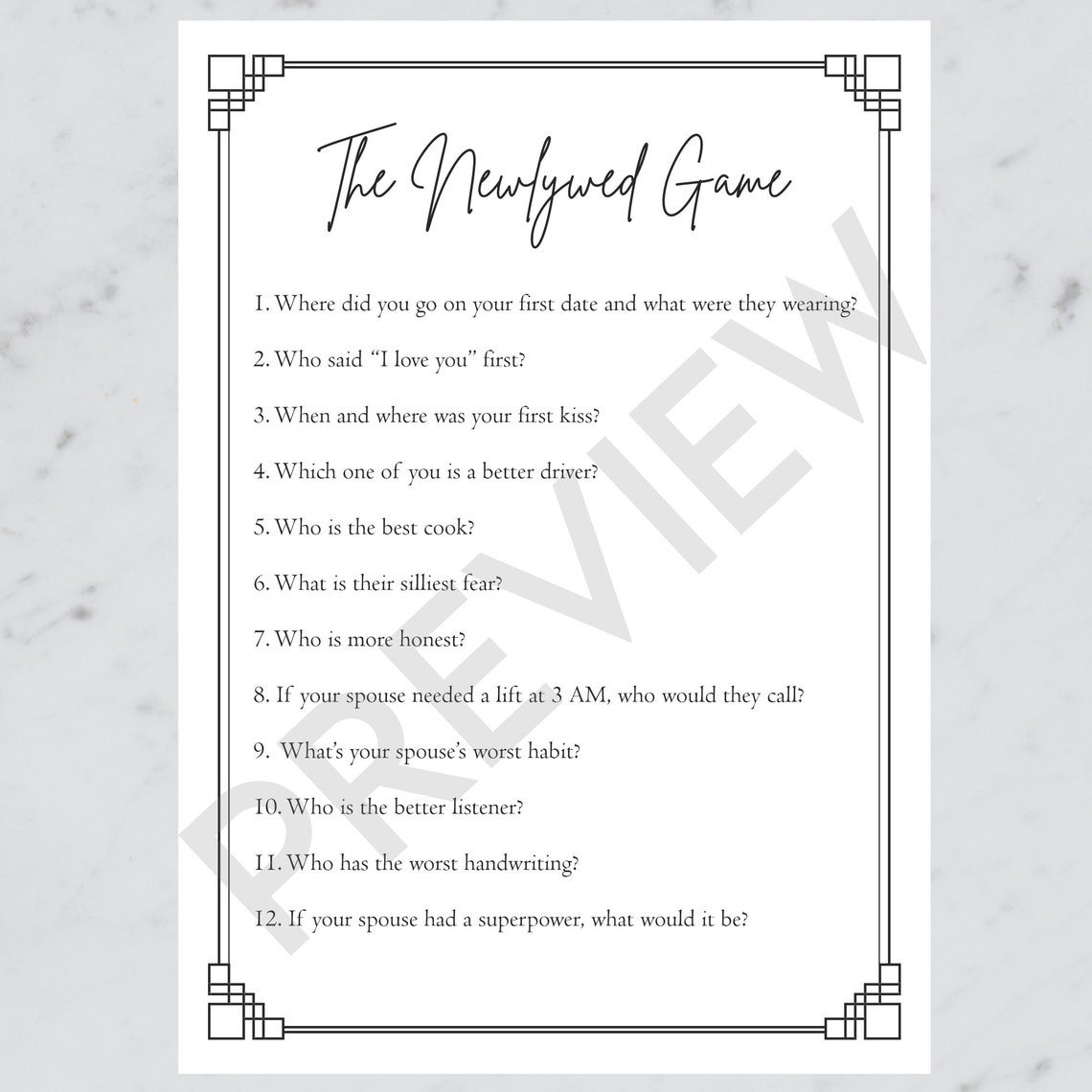 The Newlywed Game for Wedding, Party, Reception, Anniversary | 5x7 ...