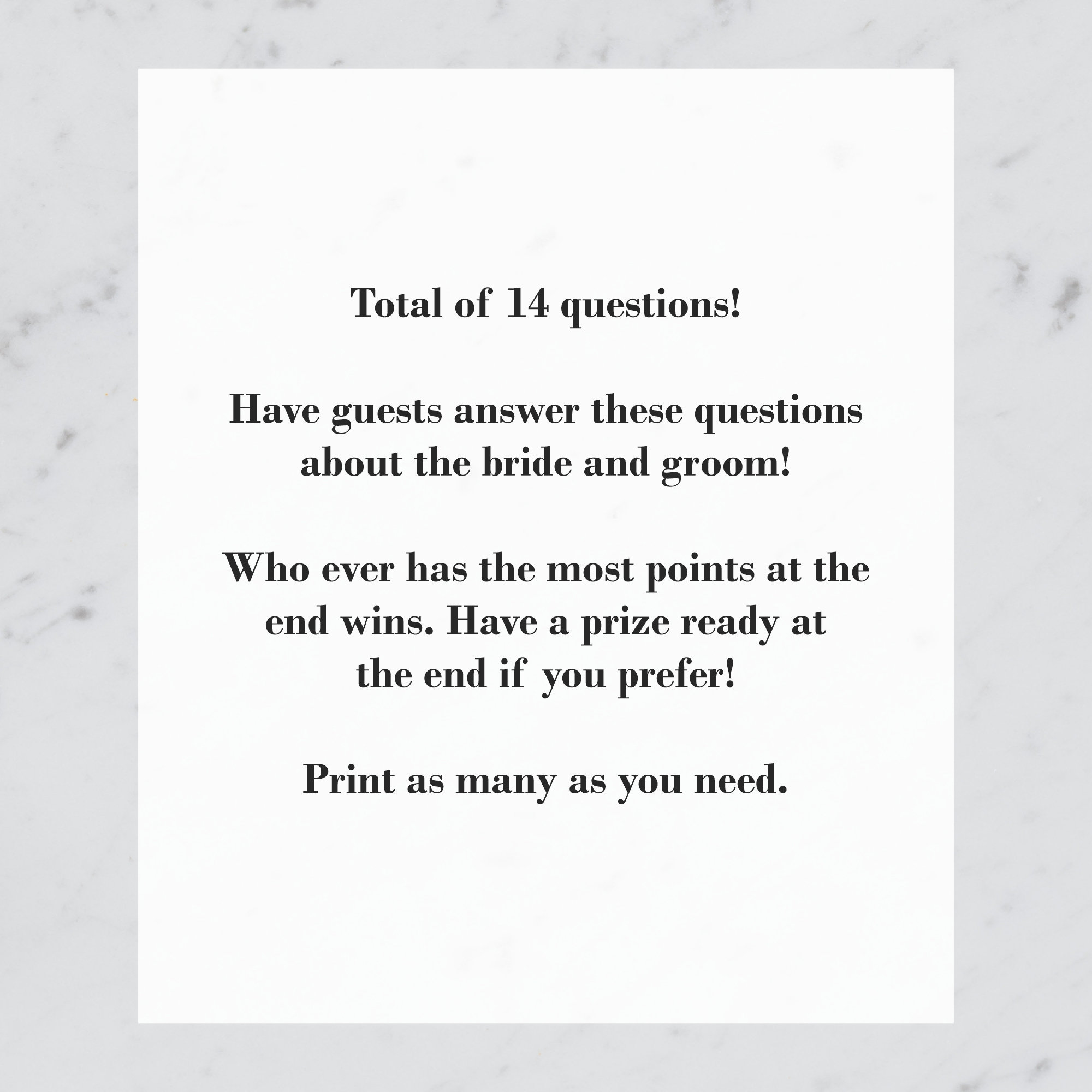 Guess Who Said It, He Said She Said Bride and Groom Newlywed Game for ...
