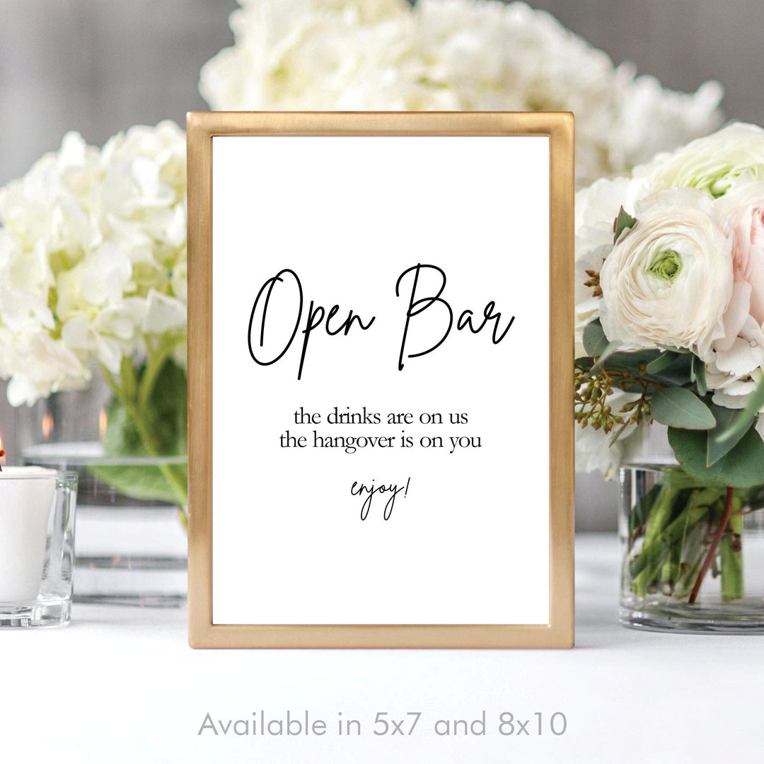 Modern Open Bar Sign | Minimalist | Wedding, Bridal and Baby Shower ...