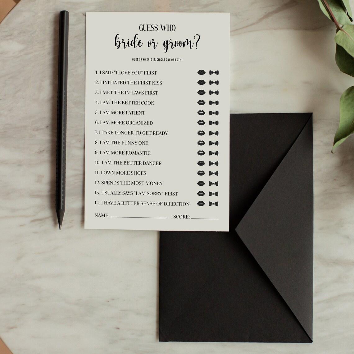 Guess Who Said It, He Said She Said Bride and Groom Newlywed Game for ...