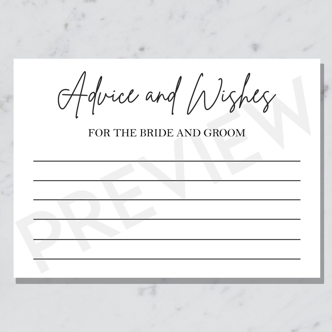 Advice and Wishes for the Bride and Groom Newlywed Cards for - Etsy