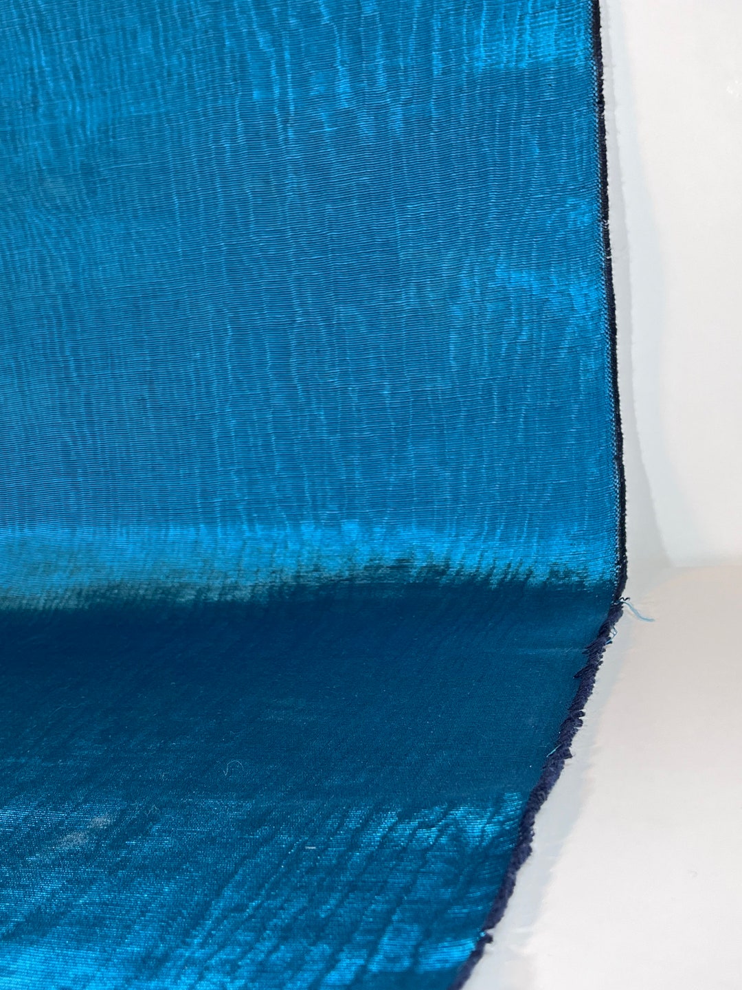 Blue Silk Moire Fabric, Ottoman Touch Kutnu Fabric by the Meter ...
