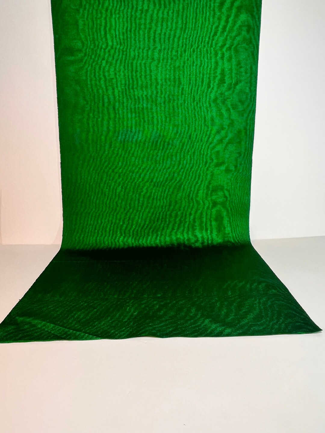 Viridian Green Silk Moire Fabric by the Meter / Luxurious Fabrics ...