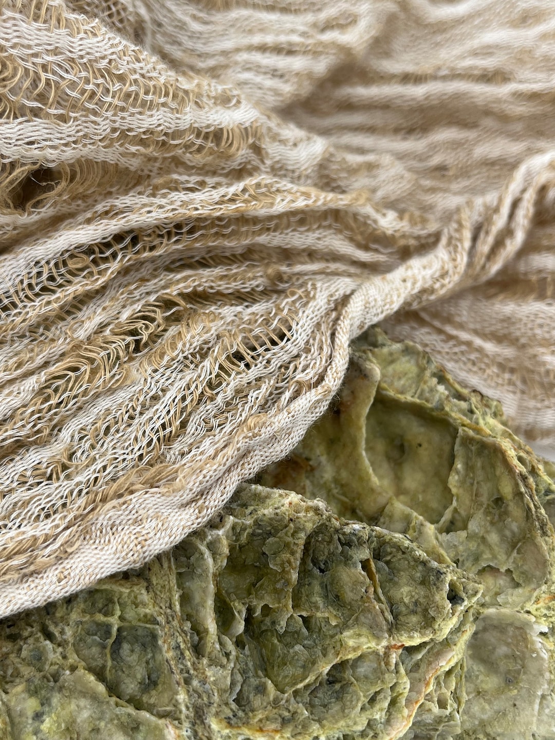 Linen Fabric, Loose Weave Textured Sheer Fabric by the Meter. Camel ...