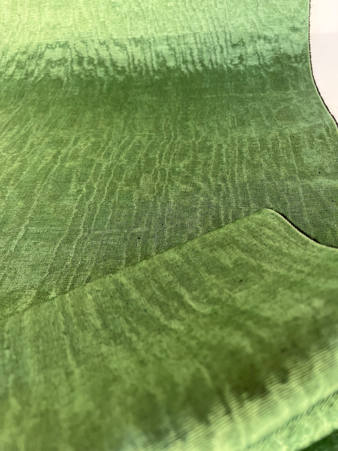 Green Silk Moire Fabric by the Yard. - Etsy