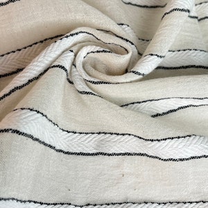 White Striped White Cotton Semi Sheer Fabric Unbleached - Etsy