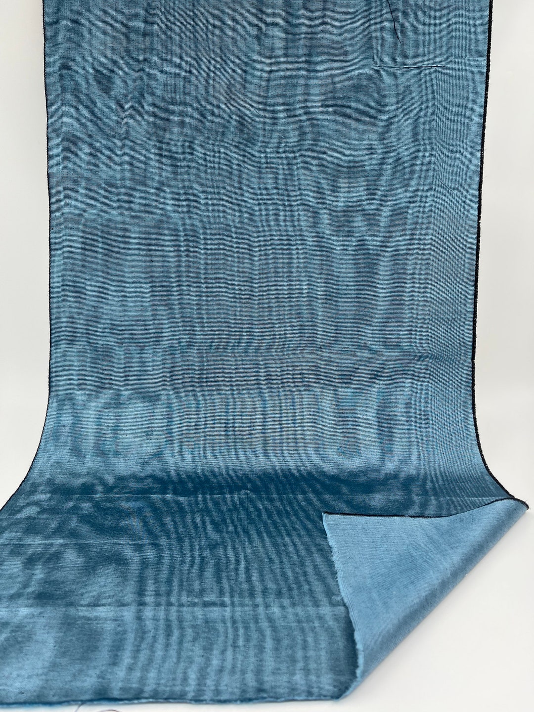 Blue Silk Moire Fabric, Ottoman Touch Kutnu Fabric by the Meter ...