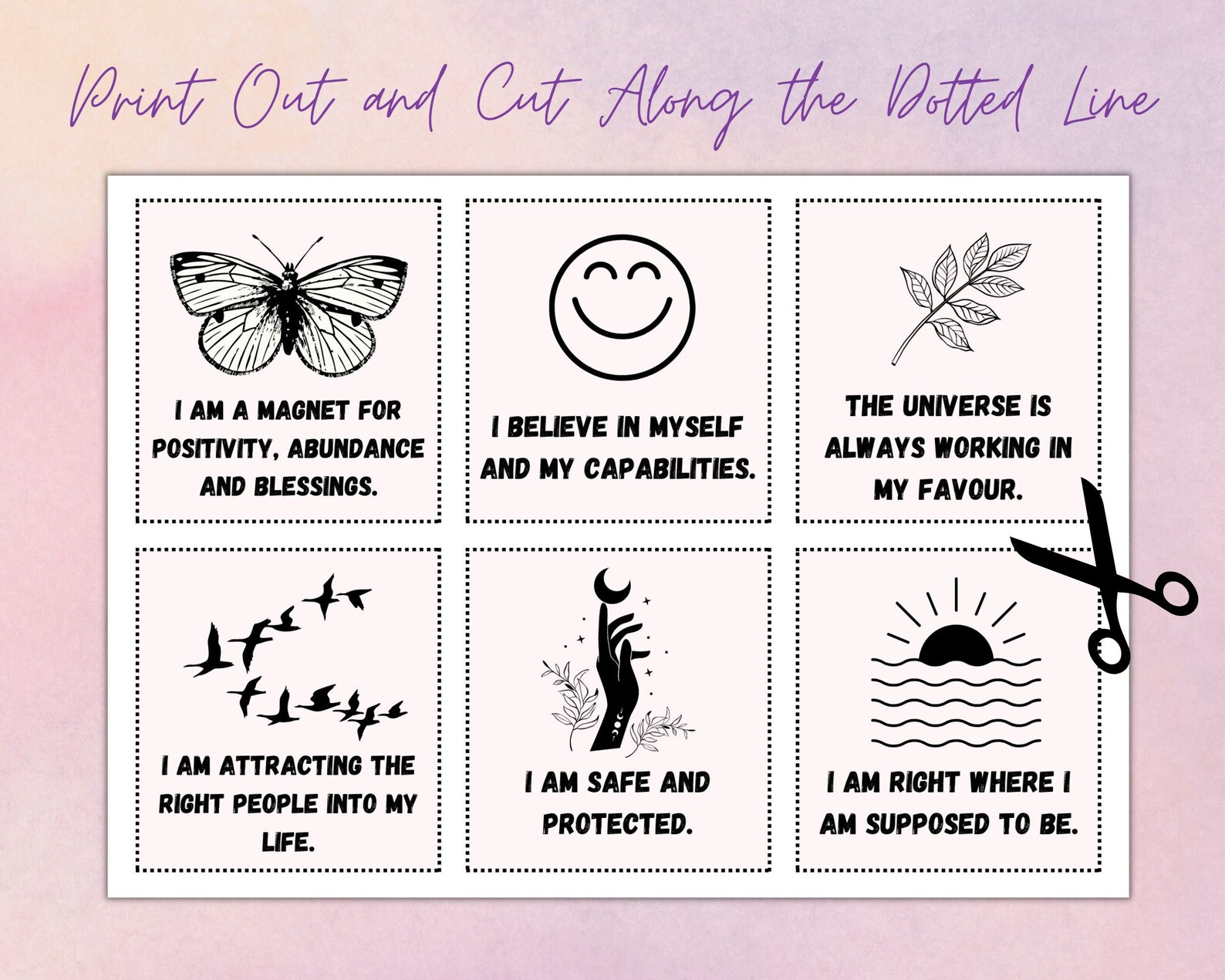 24 Printable Affirmation Cards, Affirmation Cards, Positive Affirmation ...