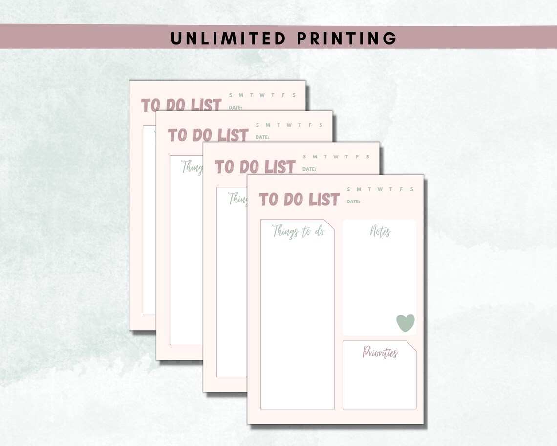 Printable to Do List, A4 US Letter Size, Daily to Do List, Digital ...