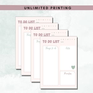 Printable to Do List, A4 US Letter Size, Daily to Do List, Digital ...
