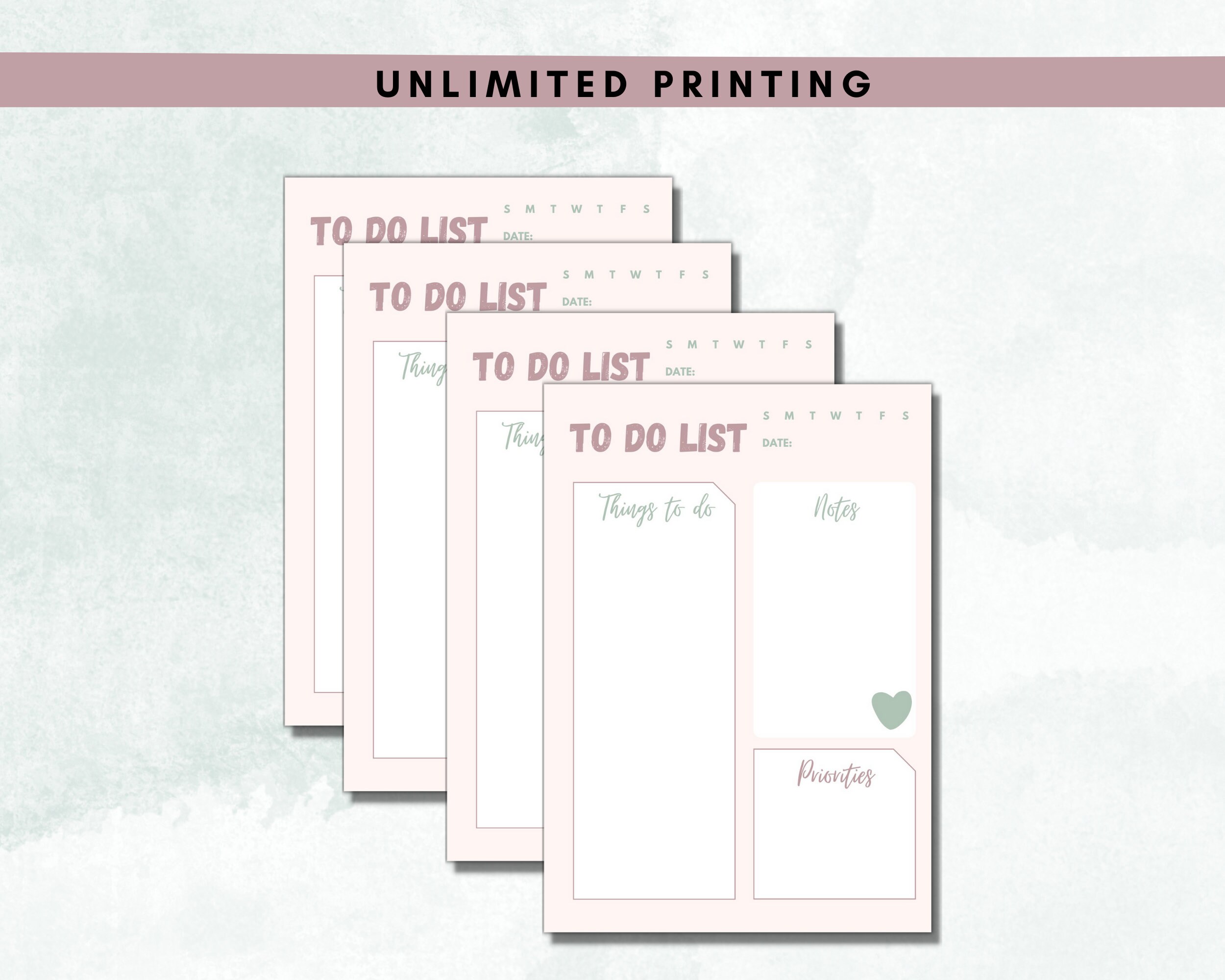 Printable to Do List, A4 US Letter Size, Daily to Do List, Digital ...