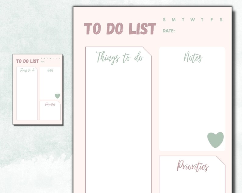 Printable to Do List, A4 US Letter Size, Daily to Do List, Digital ...