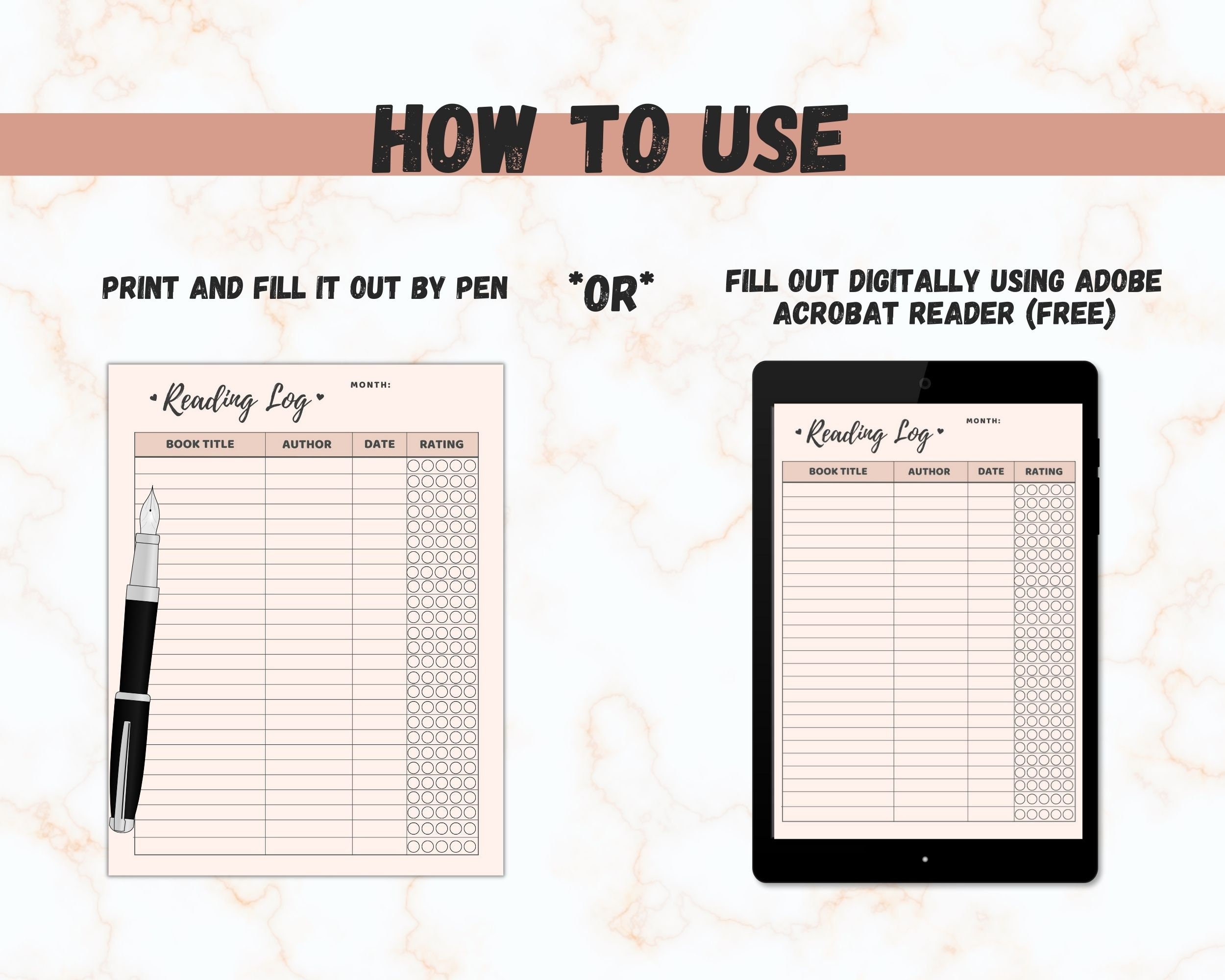 Printable Reading Log, Digital Reading Log, Digital Reading Tracker ...