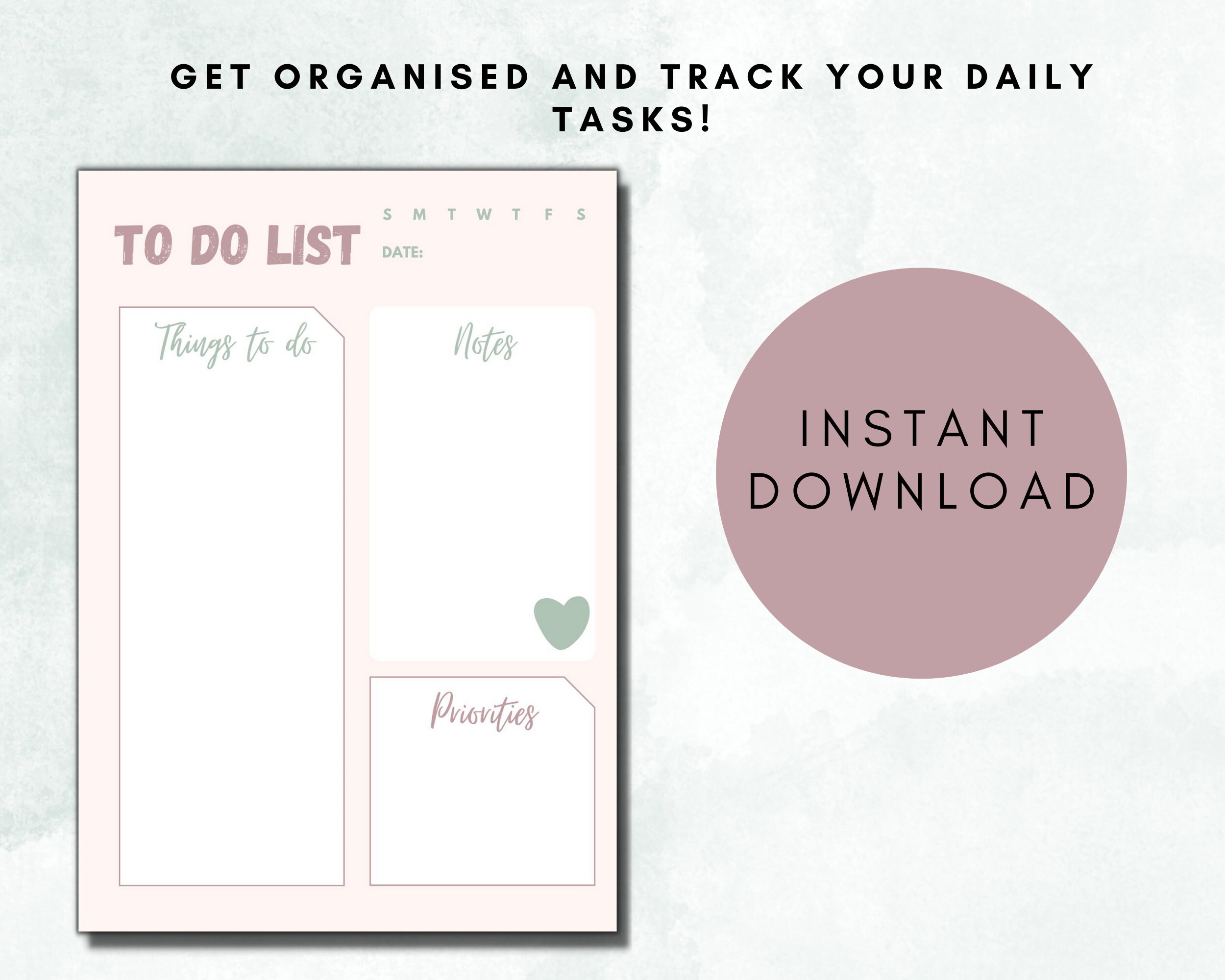 Printable to Do List, A4 US Letter Size, Daily to Do List, Digital ...
