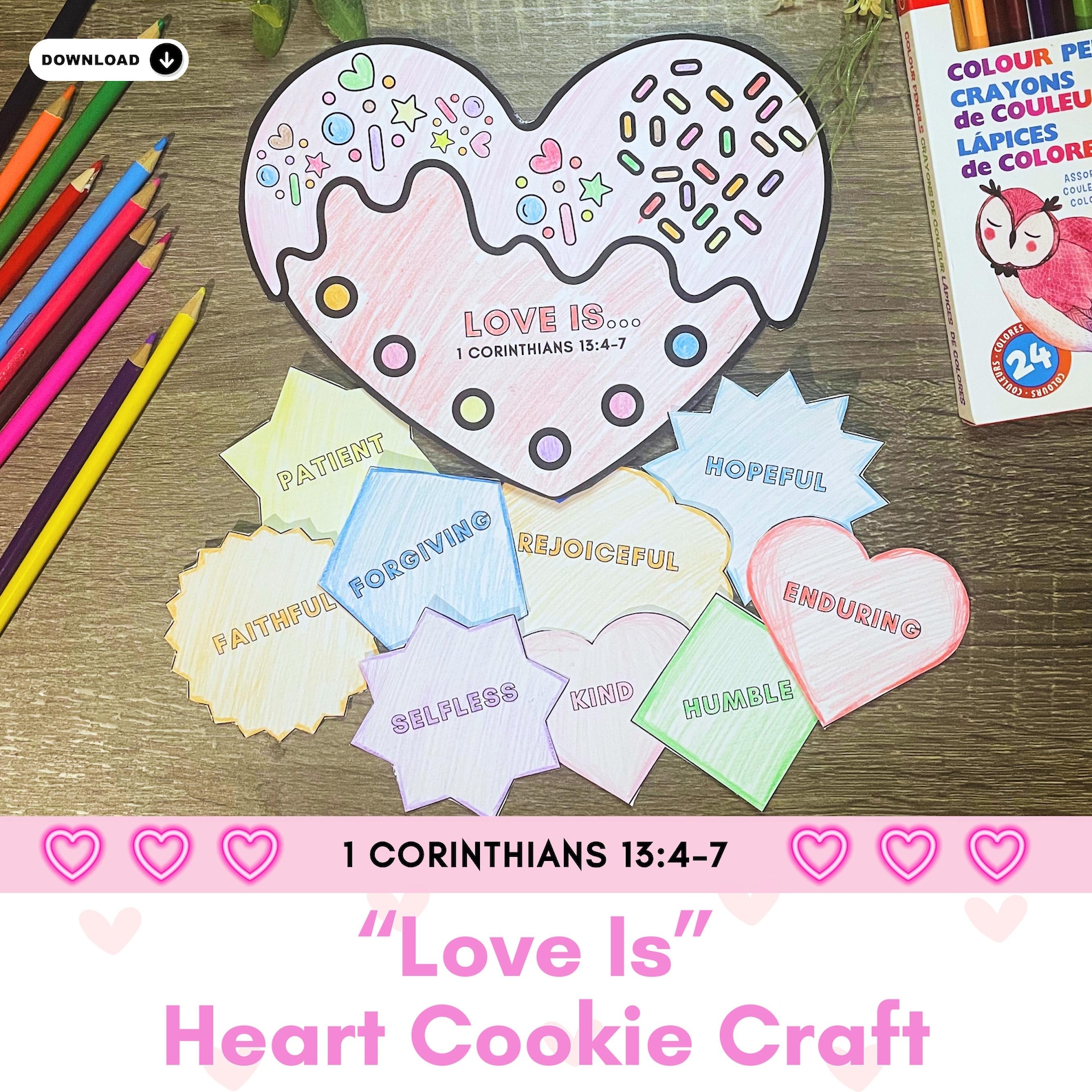 Christian Valentines Day Heart Cookie Craft Bible Lesson 1 Corinthians ...