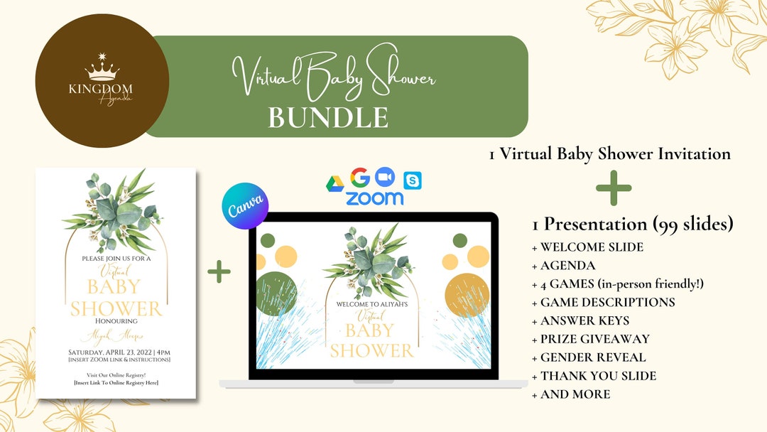 Baby Shower Slideshow BUNDLE Baby Shower Invitation Presentation Floral ...