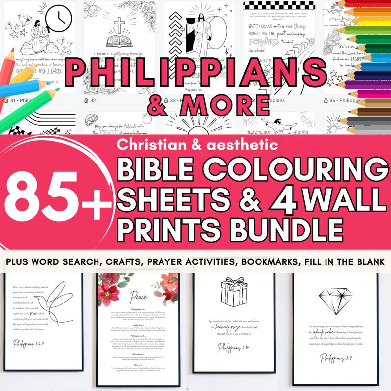 85+ Colouring Sheets Wall Art Bible Versed Set of 4 Decor Bundle ...