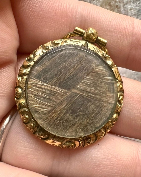 Victorian Antique Mourning Locket with Tintype and Hu… - Gem