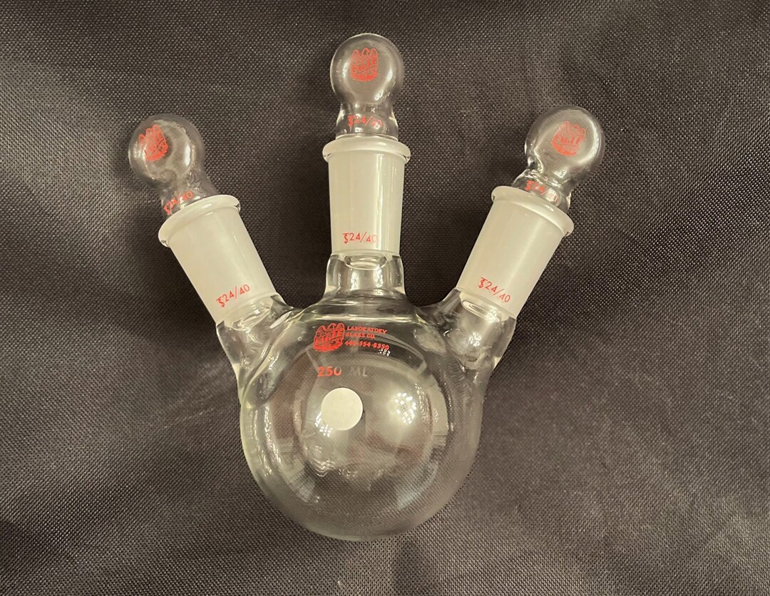 250 Ml Three Neck Flask With Stoppers. New. - Etsy