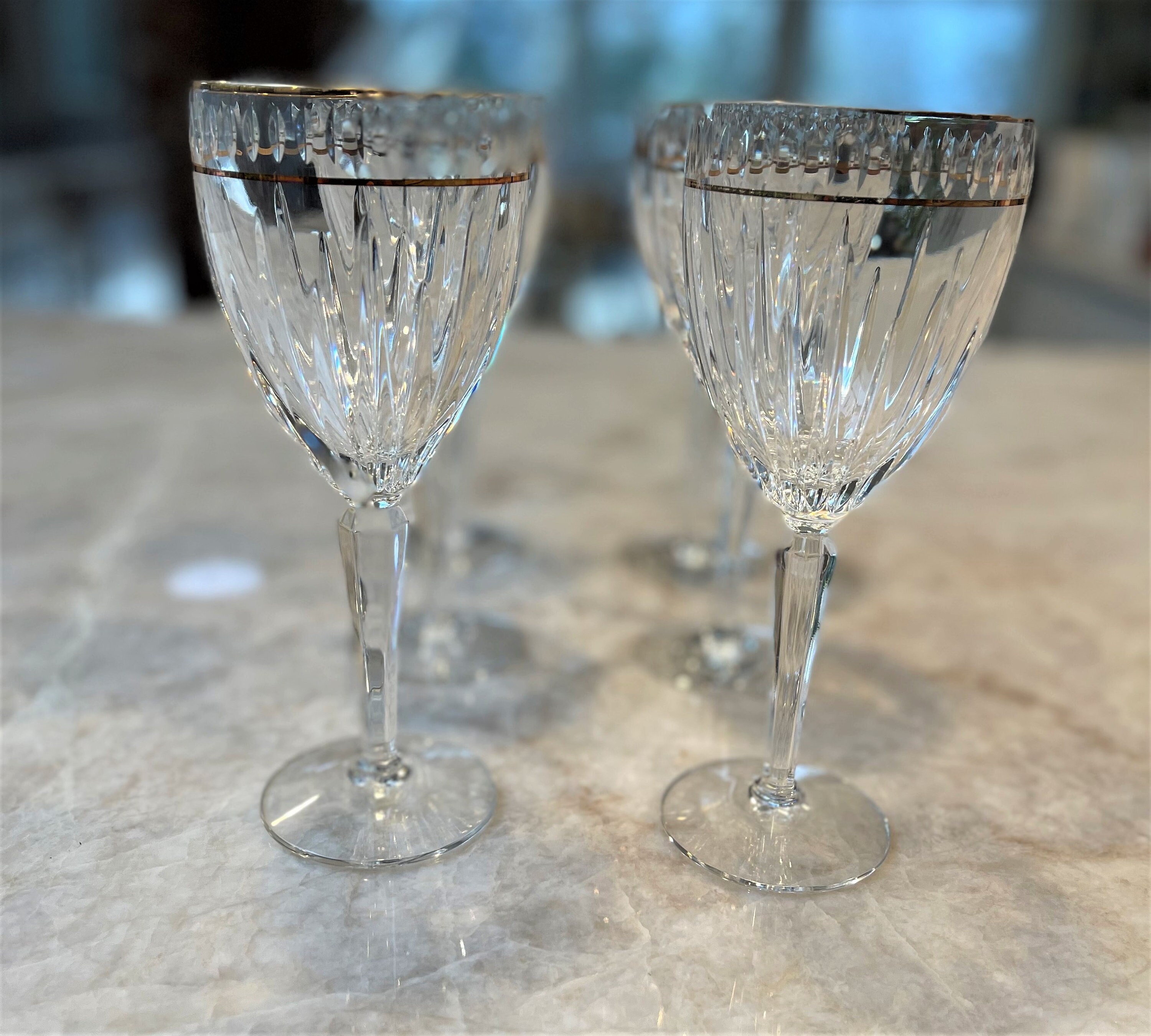 Lenox Crystal Wine Glasses With Gold Accents - Etsy