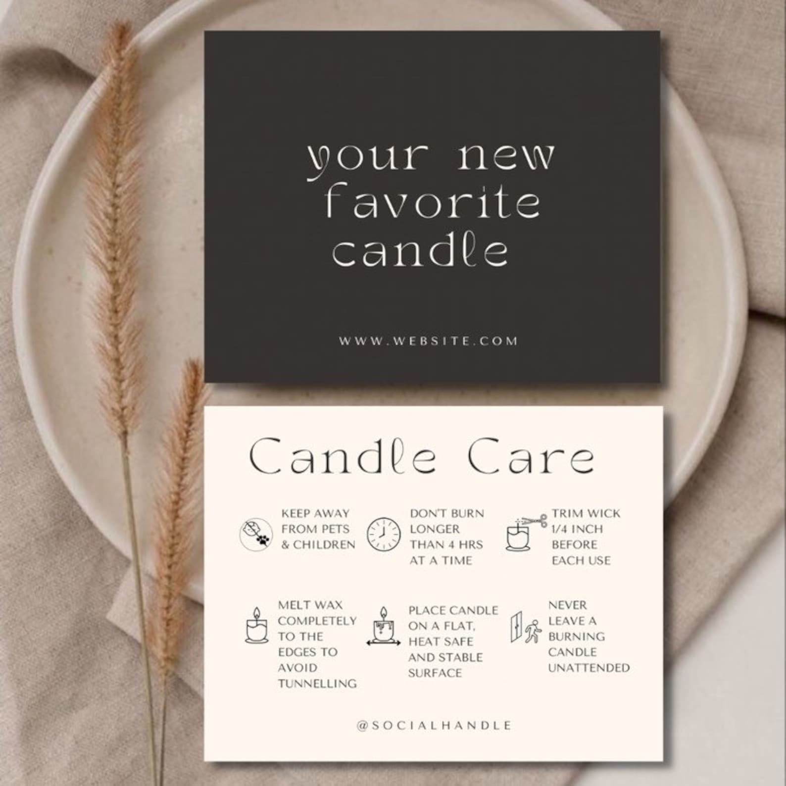 Editable Candle Care Card Template | Customizable Candle Care ...