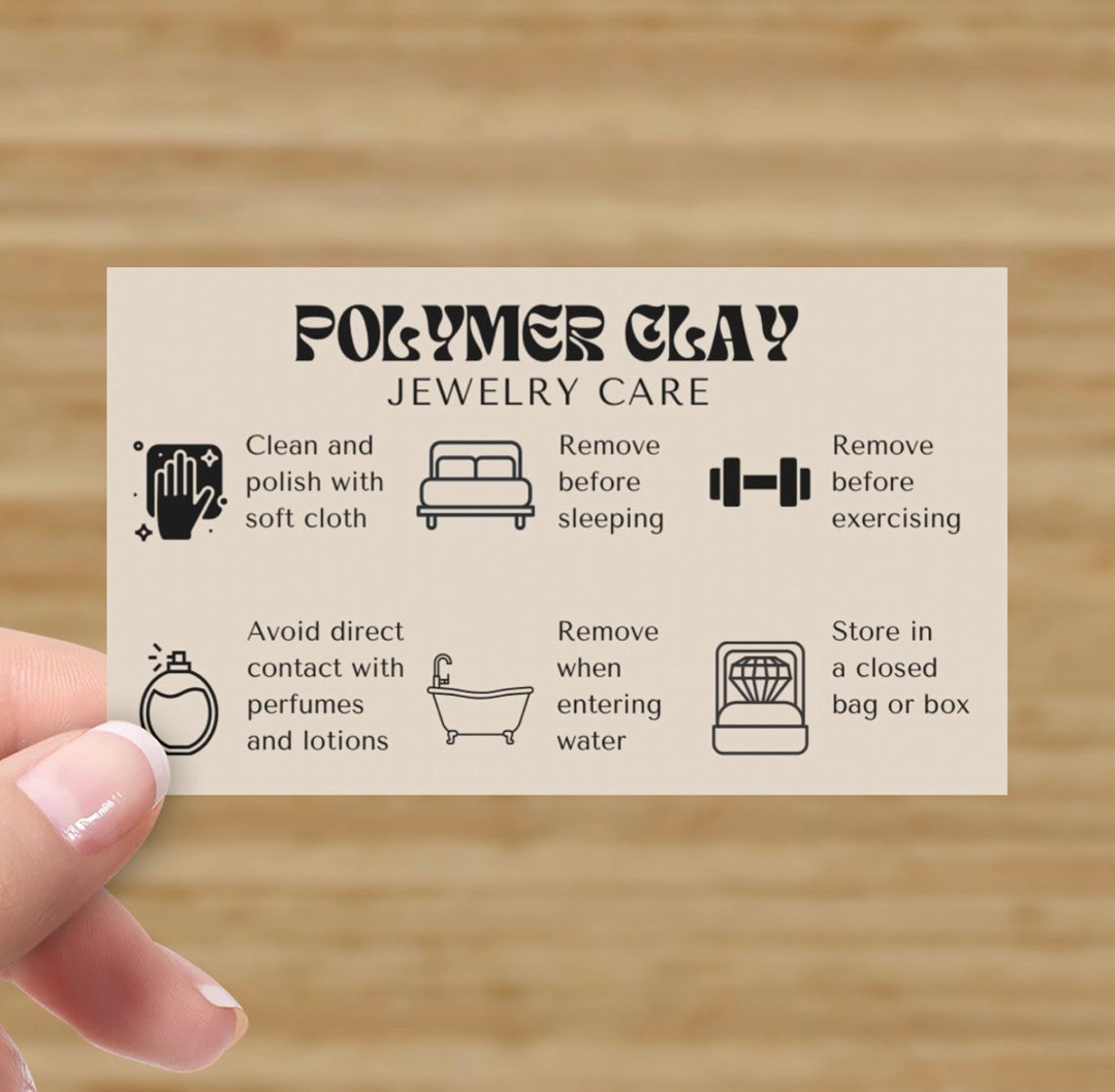 Polymer Clay Care Card | Aftercare and Thank You Card | Jewelry Thank ...