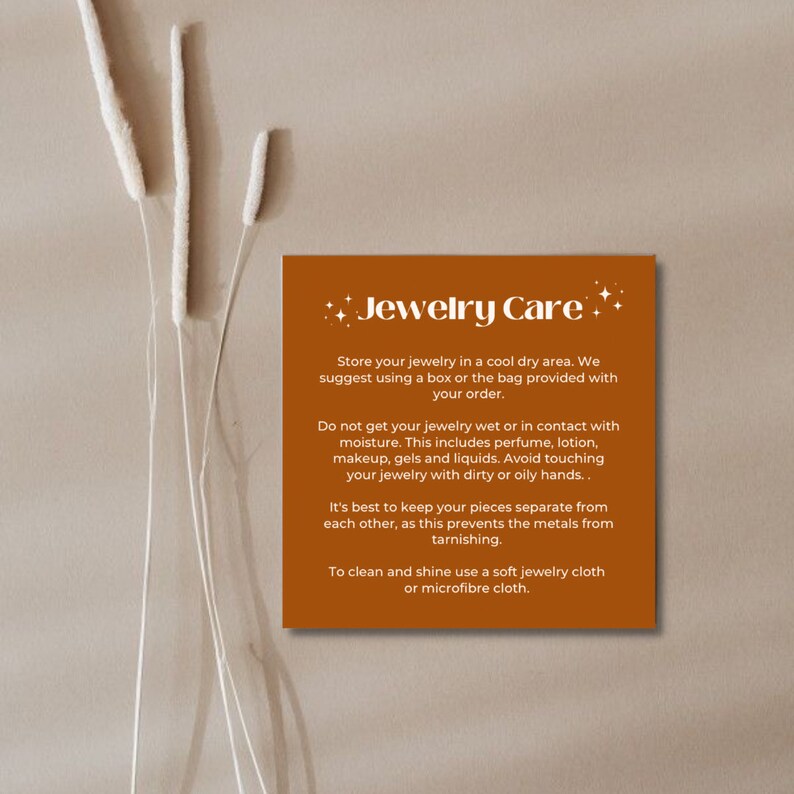 Editable Jewelry Care Card Template Customizable Jewelry Care ...