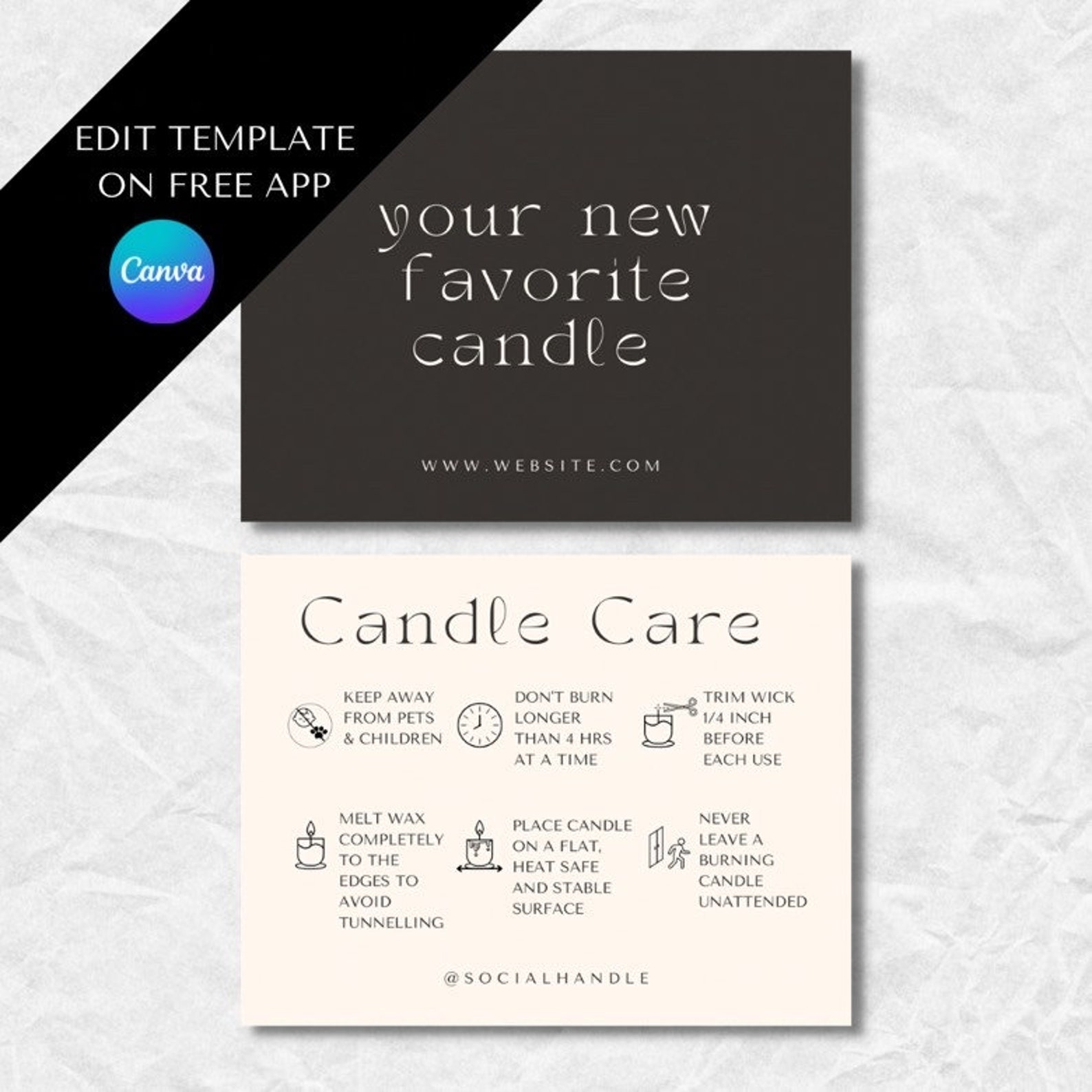 Editable Candle Care Card Template | Customizable Candle Care ...
