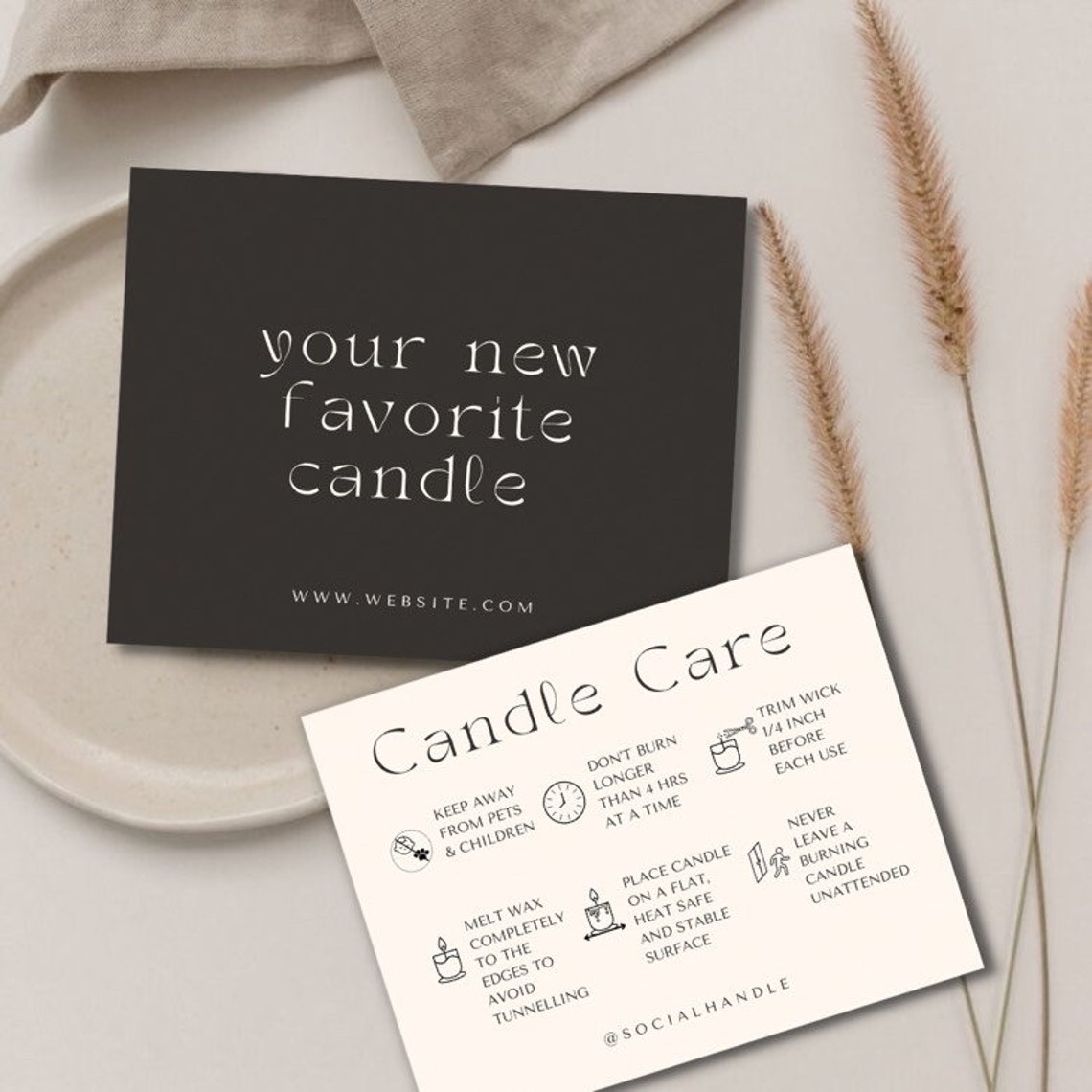 Editable Candle Care Card Template | Customizable Candle Care ...