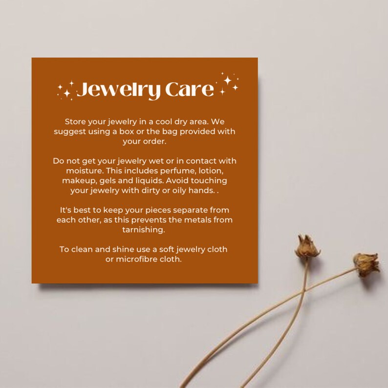 Editable Jewelry Care Card Template Customizable Jewelry Care ...