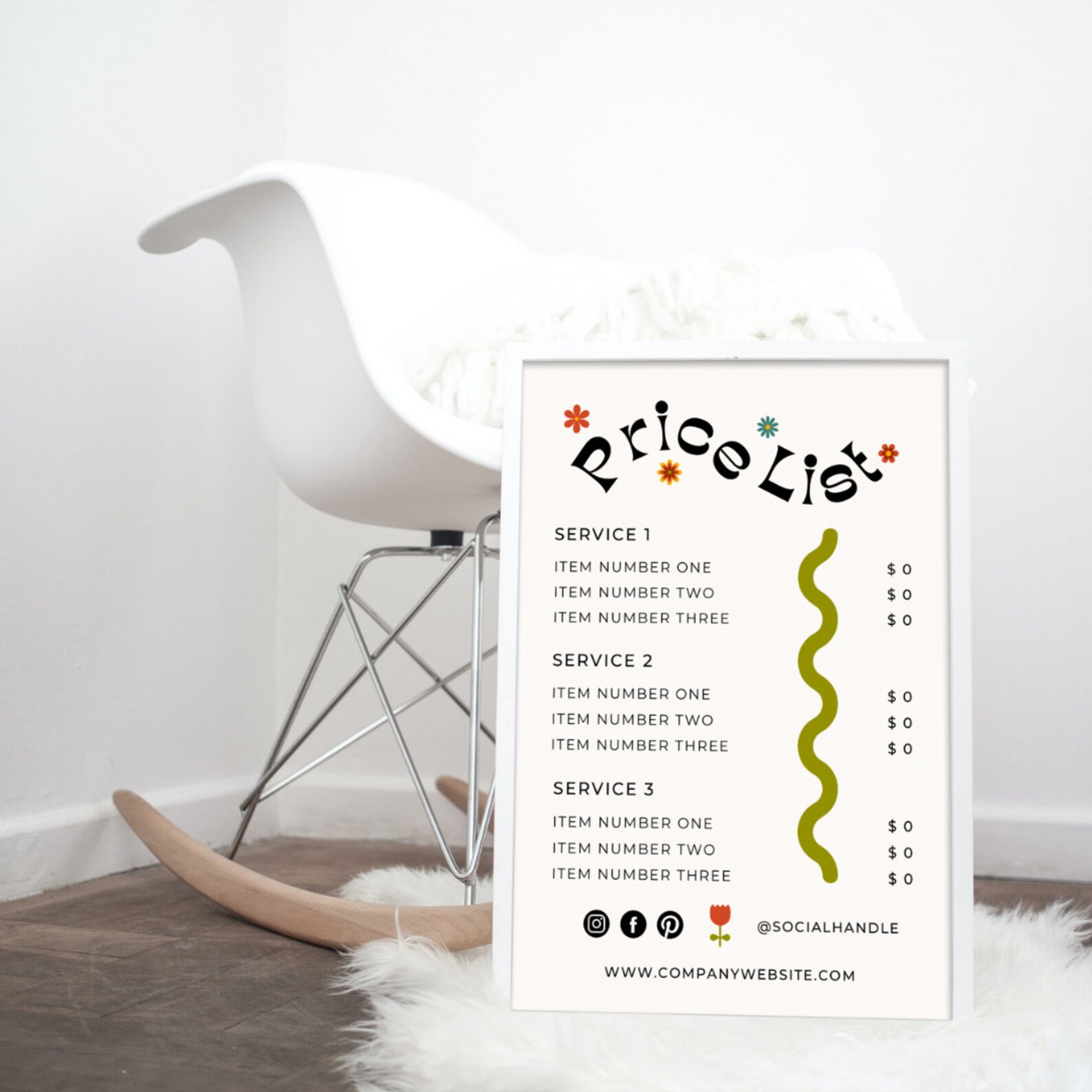 Retro Price List Canva Template | Printable Payment Sign | Editable ...