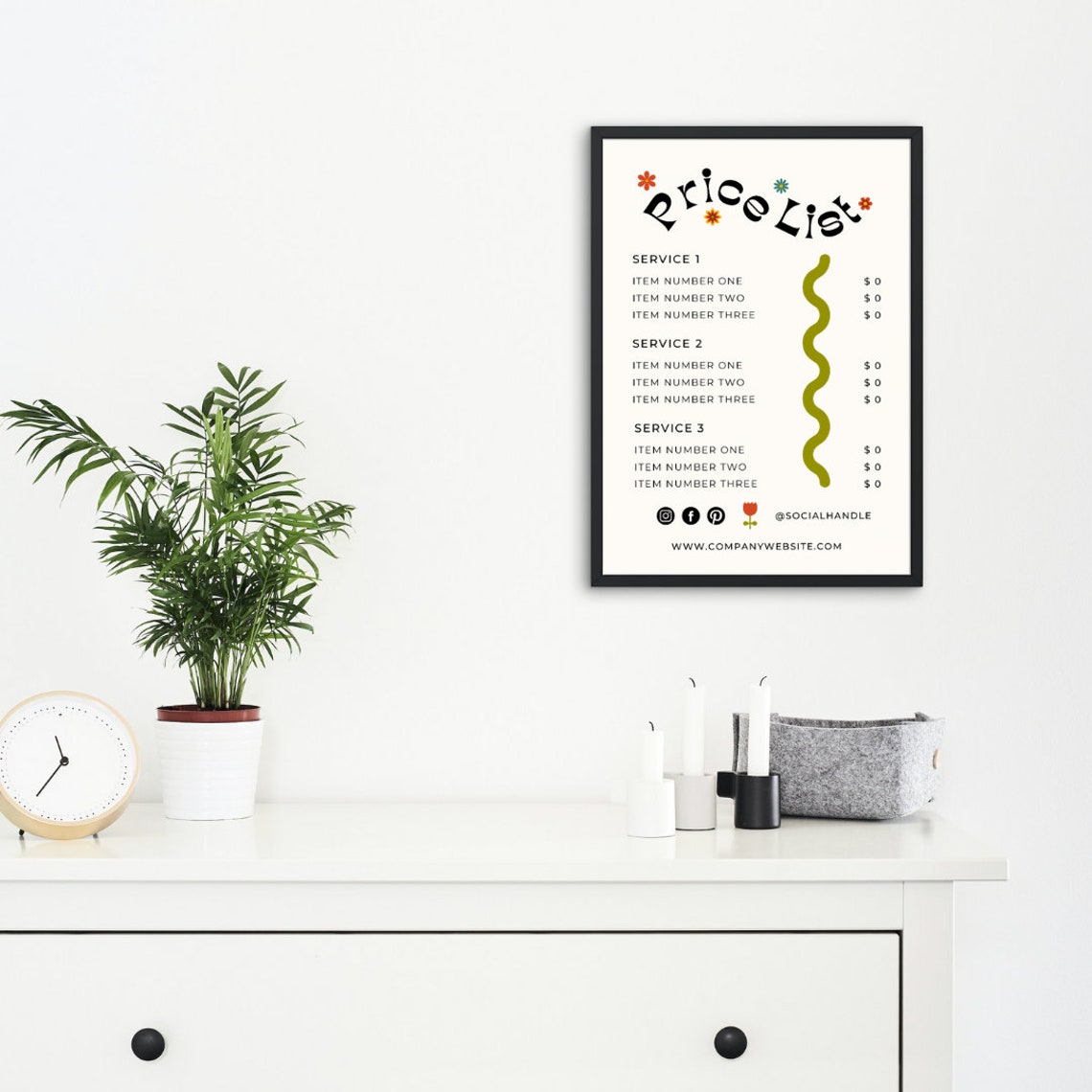 Retro Price List Canva Template | Printable Payment Sign | Editable ...