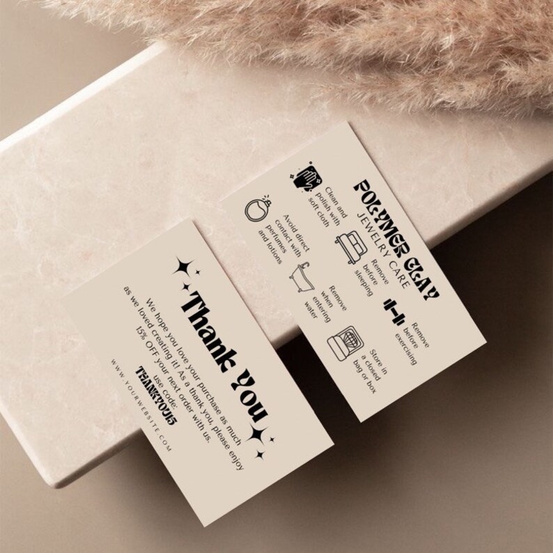 Polymer Clay Care Card | Aftercare and Thank You Card | Jewelry Thank ...