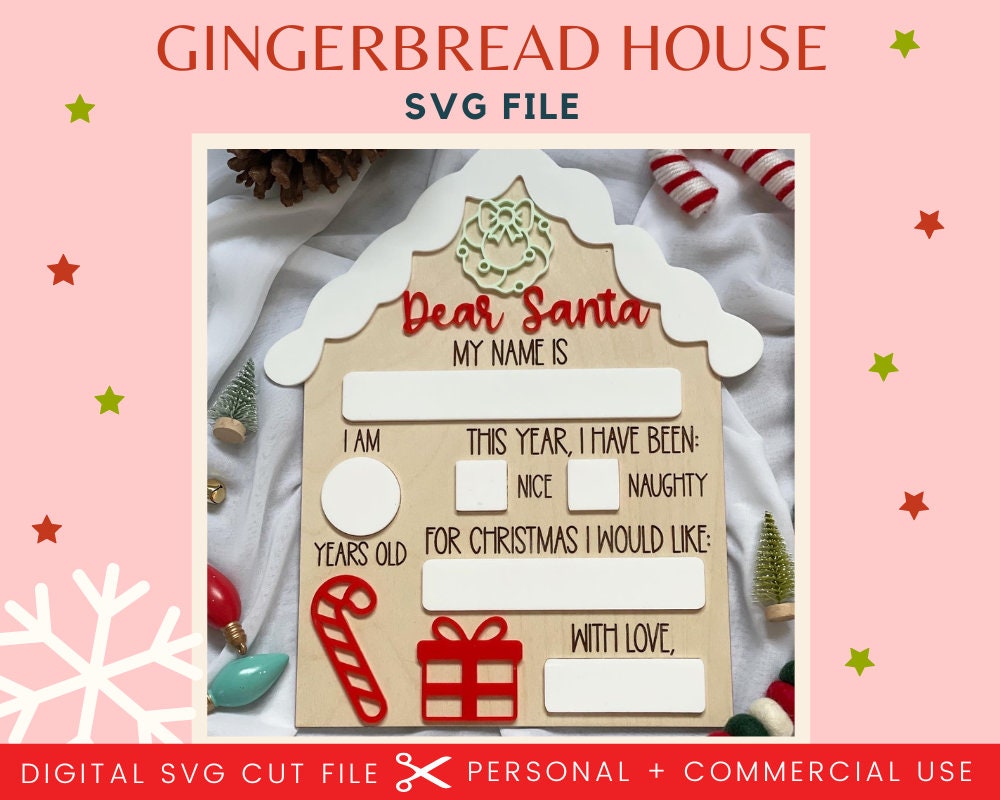 Personalized Gingerbread Christmas Santa Sign SVG File Kids - Etsy