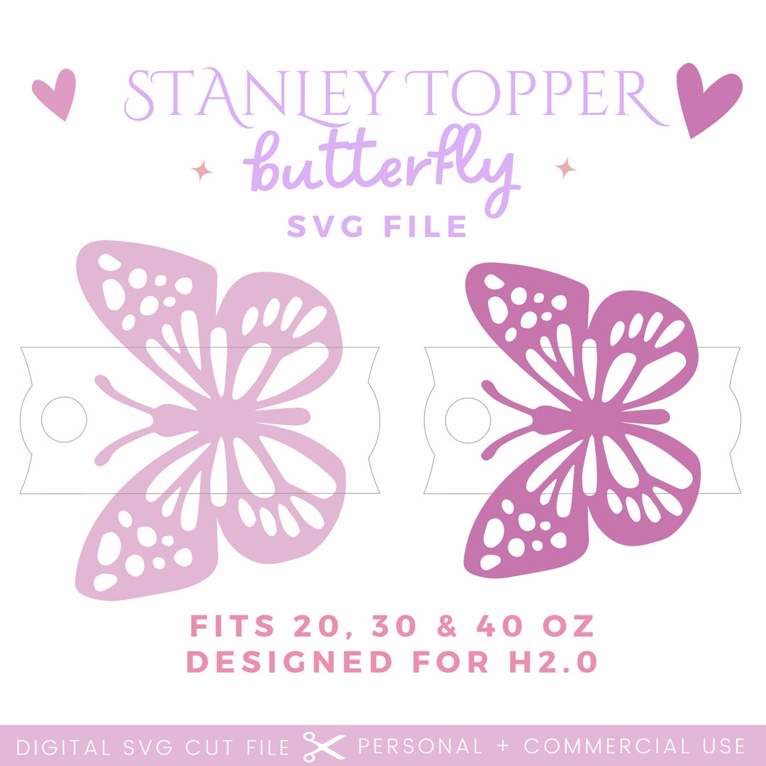 Butterfly Stanley Topper SVG | Laser Ready Stanley Name Tag | Stanley ...