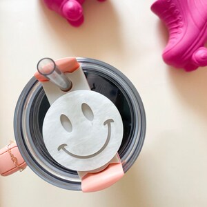 Smiley Face Stanley Topper SVG | Laser Ready Stanley Name Tag | Stanley ...