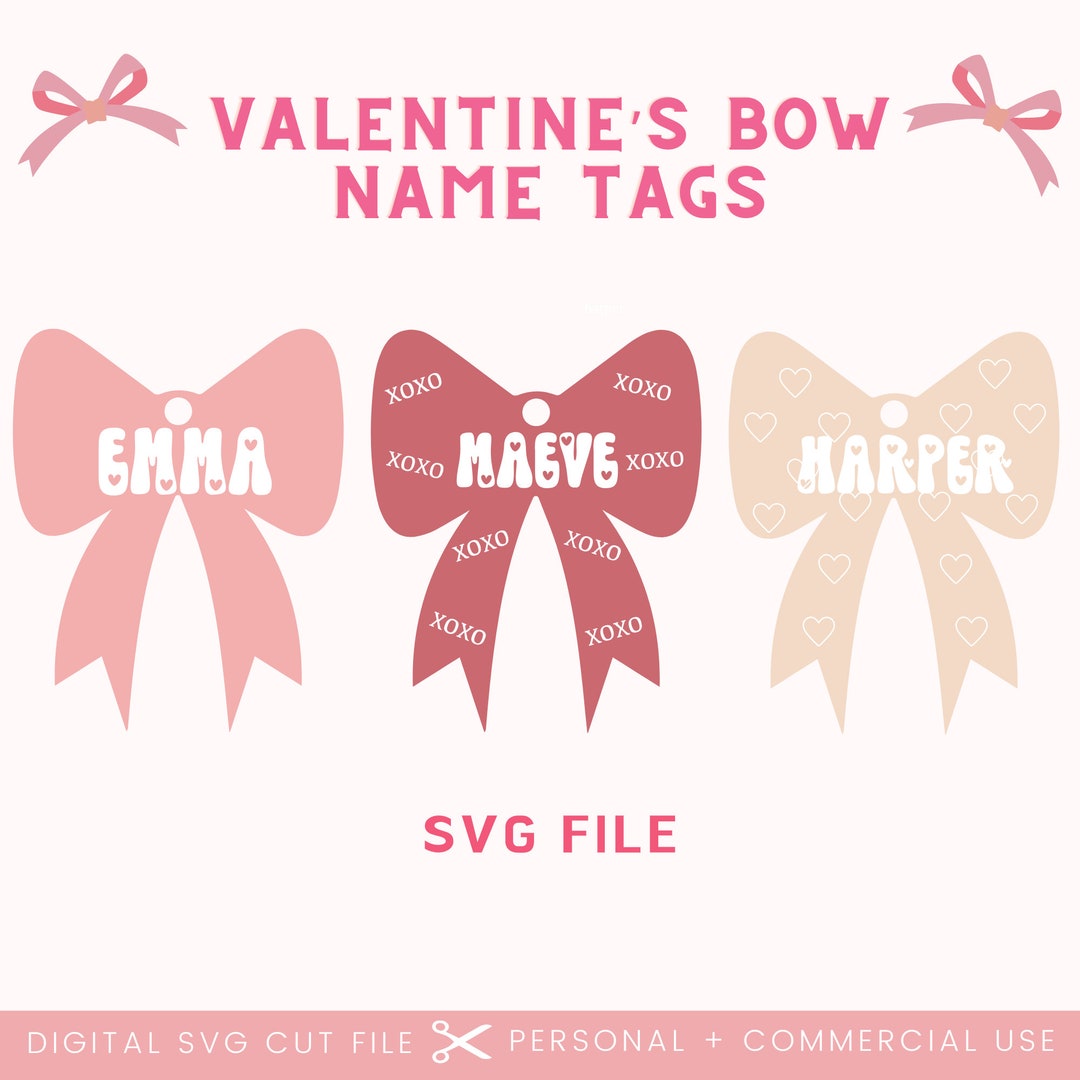 Valentine's Day Bow Tag SVG: XOXO Heart Gift Tag, Laser Cut File - Etsy
