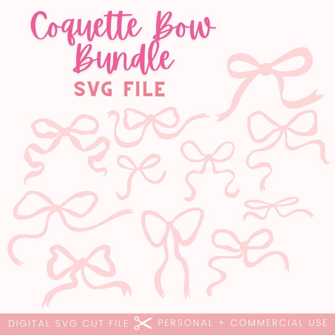 Coquette Bow Ribbon SVG Bundle | Ribbon SVG | Bow Bundle Svg | Pink ...