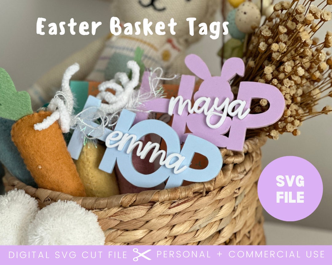 Easter Egg Bunny Hip Hop Name Tag SVG File Easter Basket Name Tag ...