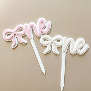 Coquette Bow One Cake Topper | Bow Cake Topper | Coquette Acrylic Cake ...
