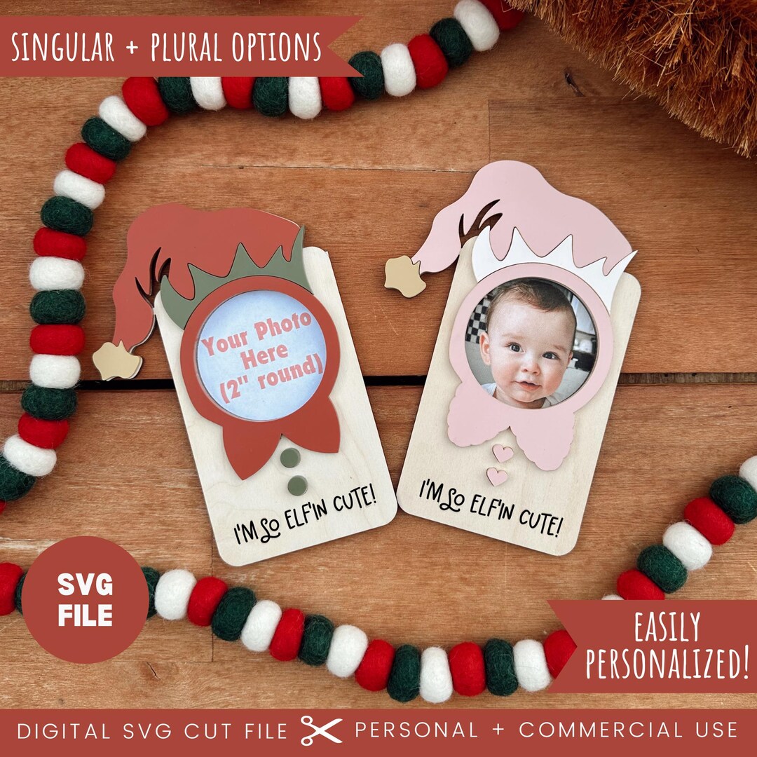 Christmas Elf Photo Magnet Frame SVG: Glowforge Laser Cut File - Etsy