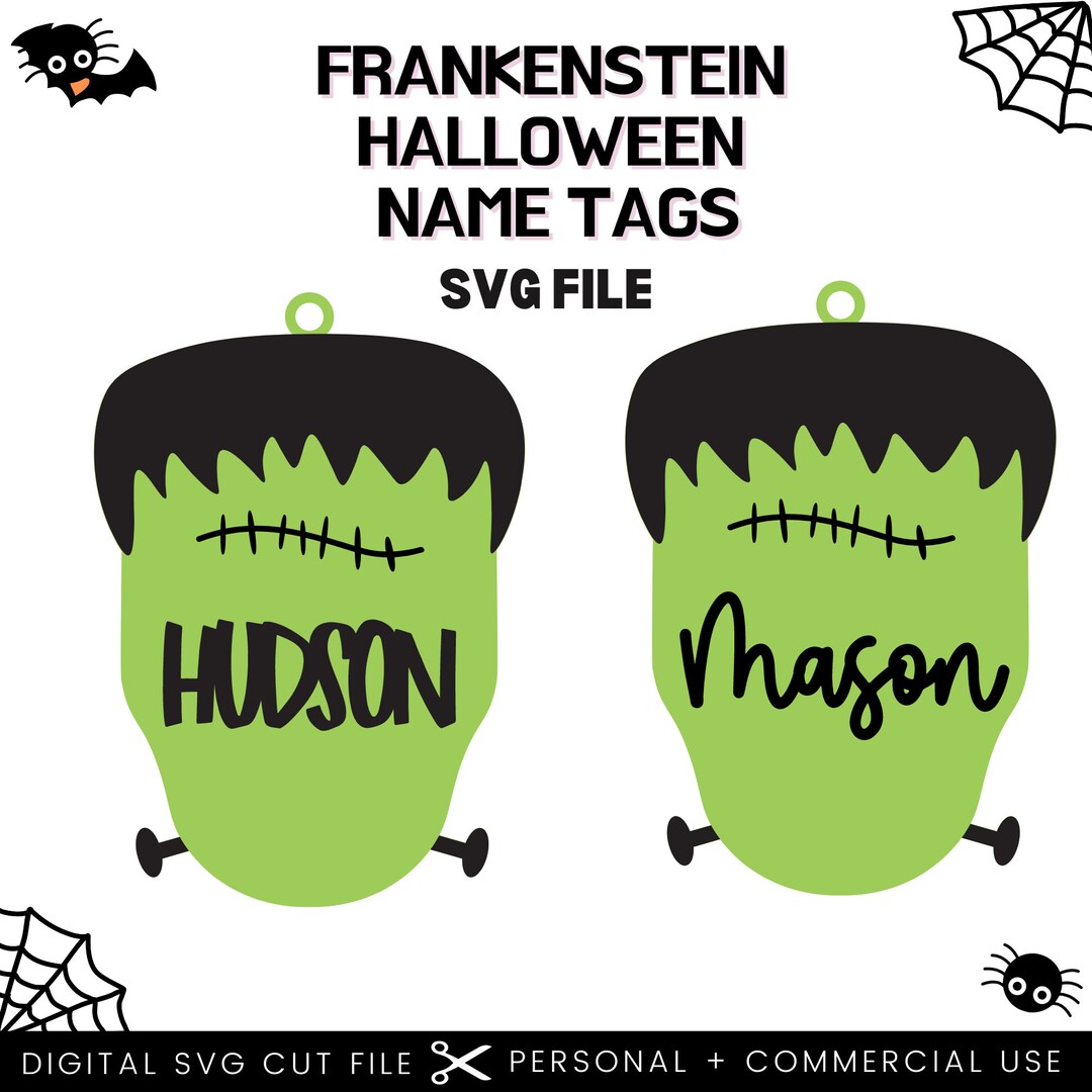 Frankenstein Halloween Name Tag SVG: Laser Cut File (digital Download ...